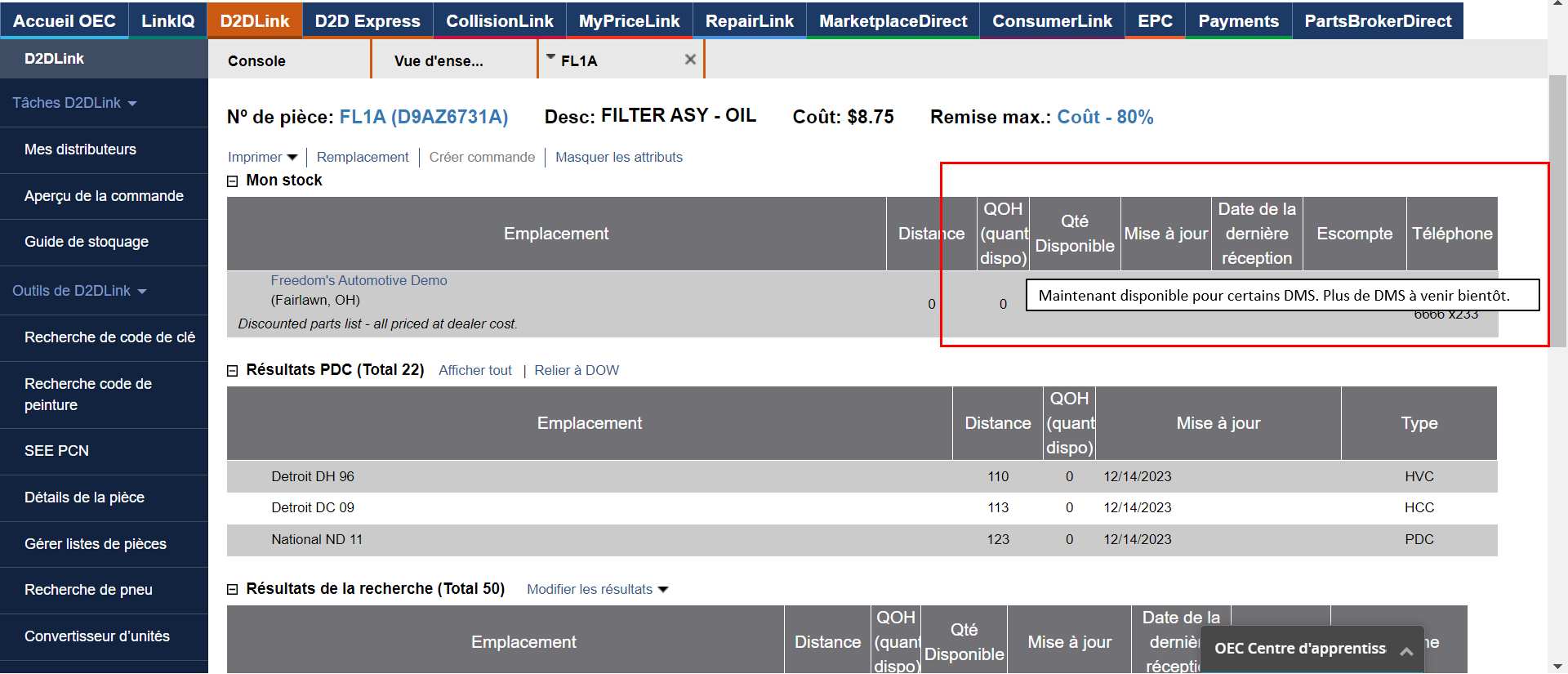 Nouveau sur D2DLink : Quantité disponible